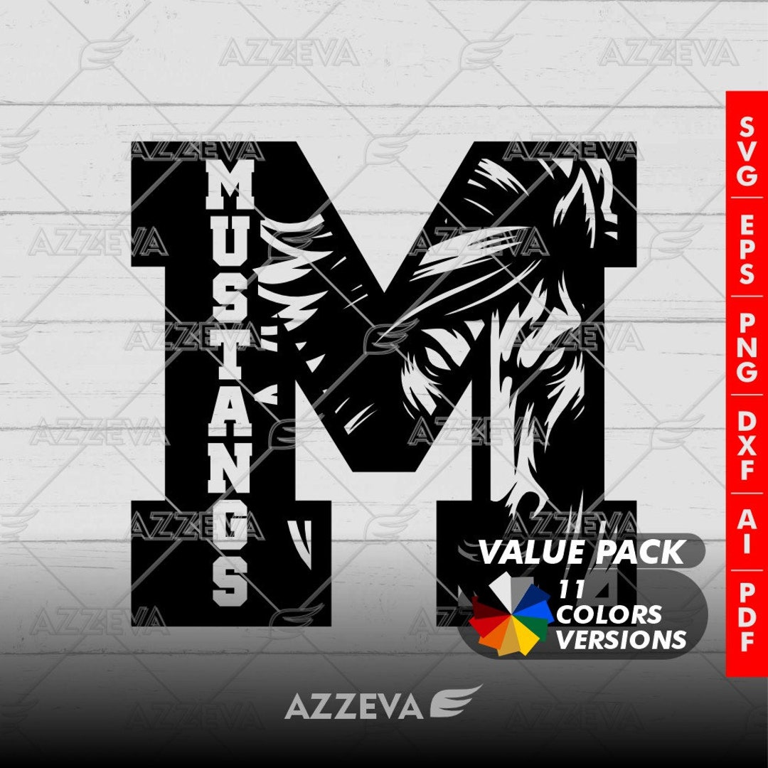 Mustang in M Letter Generic Design Color Bundle 11 Colors in SVG, PNG ...