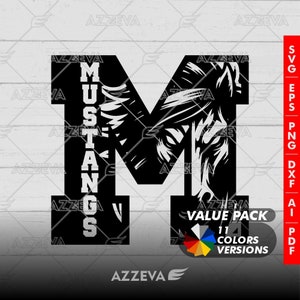 Mustang in M Letter Generic Design Color Bundle 11 Colors in SVG, PNG ...