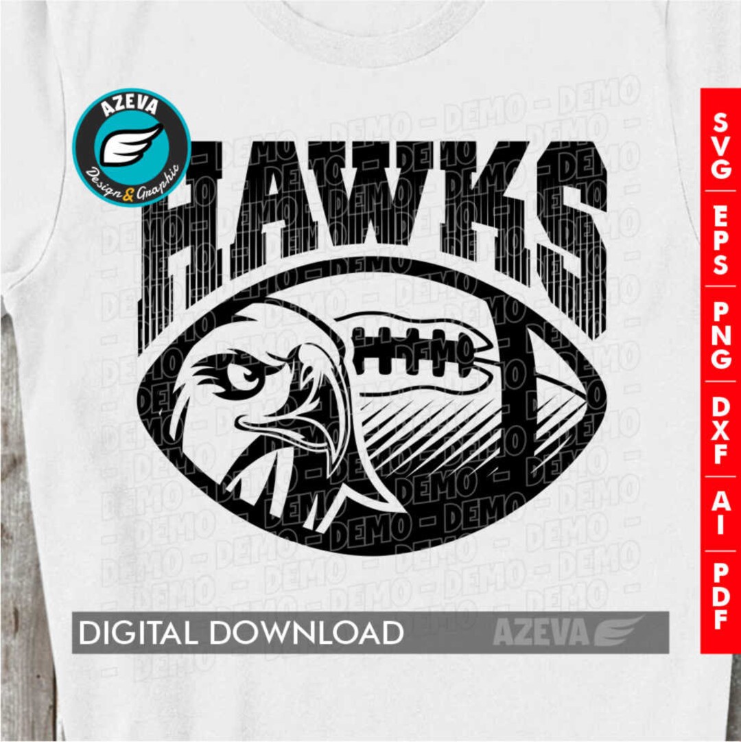 Hawks Football Logo, Maskottchen Ball, Hawks Fussball T-Shirt Design ...