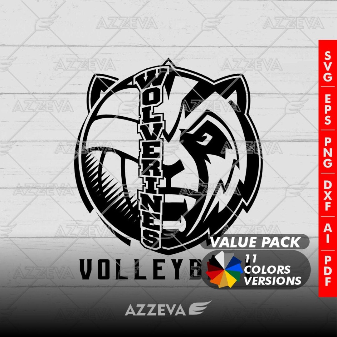 Wolverine Volleyball Generic Design Color Bundle - 11 Colors in SVG ...