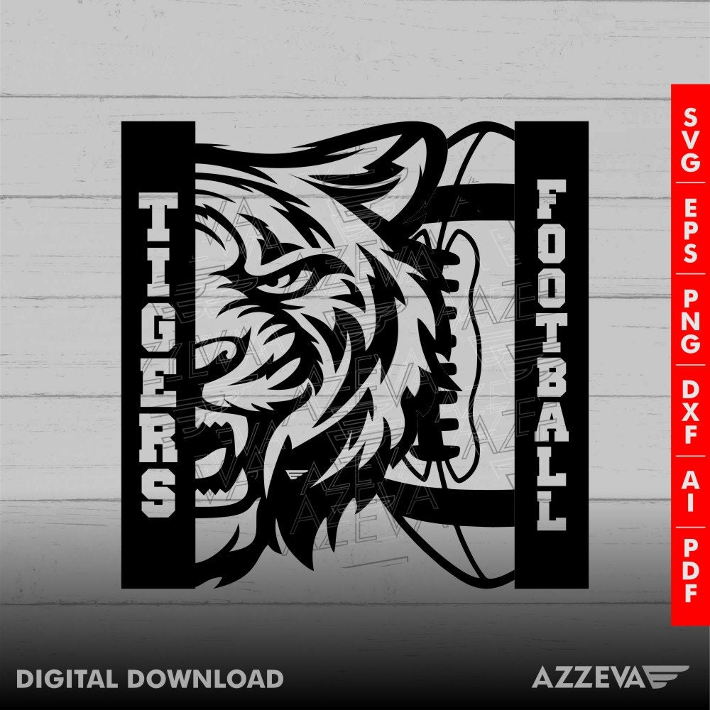 Tigers Football Design Png, Eps, Ai, Dxf, Png, Pdf, Jpg and Svg Files ...