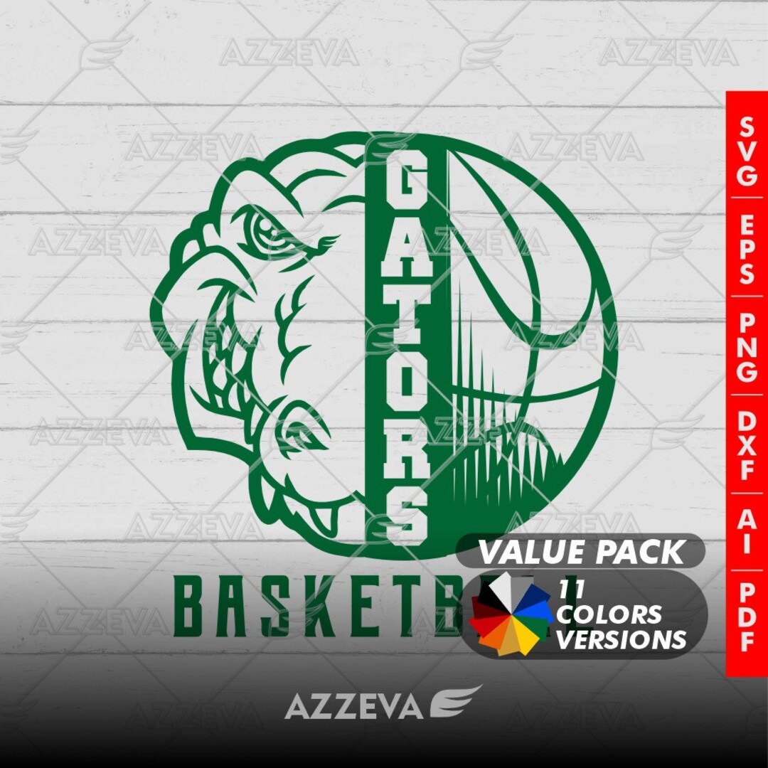 Gator Basketball SVG – Diseño de mascota en 11 colores (Descarga ...
