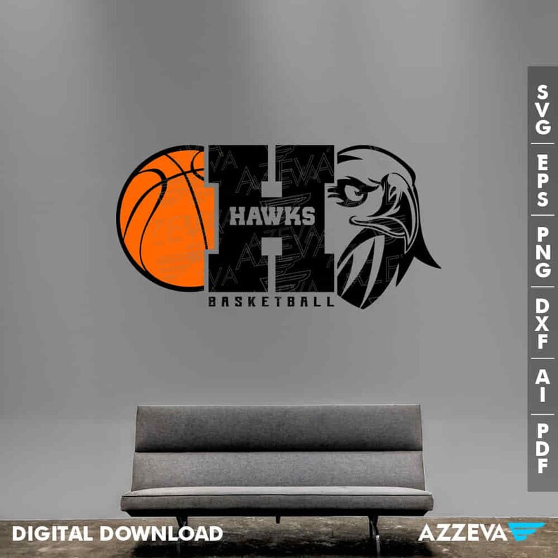 Hawks Basketball Design Png Eps Ai Dxf Png Pdf Jpg and - Etsy