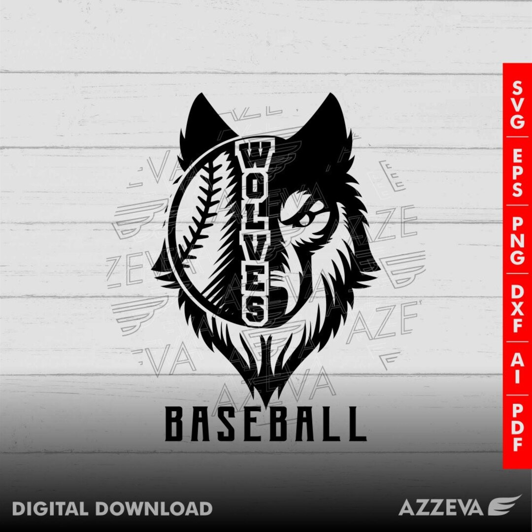 Wolf-baseball-design Png Eps Ai Dxf Png Pdf Jpg and Svg - Etsy Hong Kong