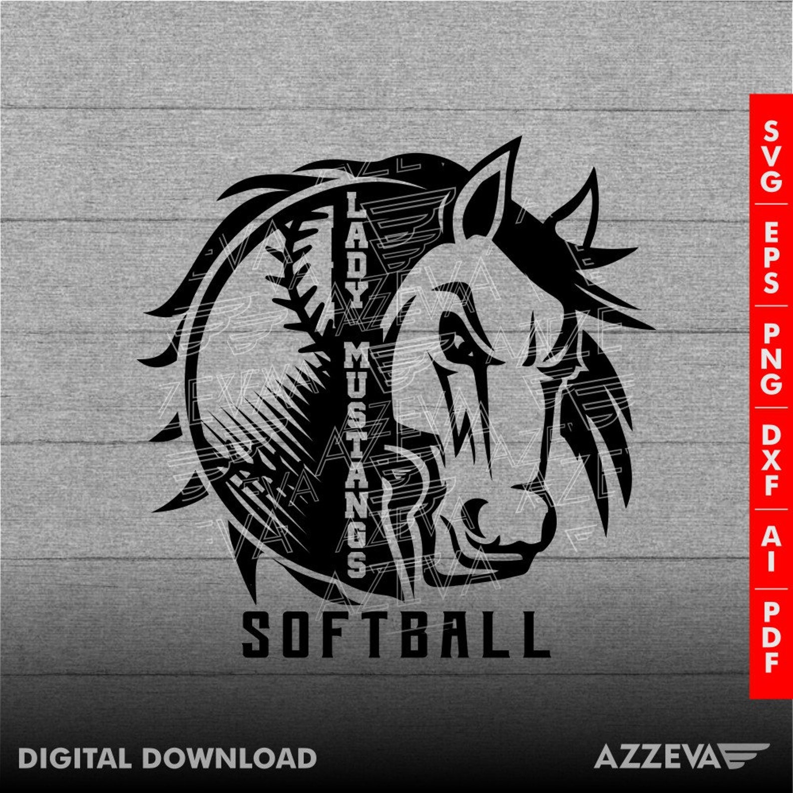 Lady Mustangs Softball Design Png Eps Ai Dxf Png Pdf Jpg - Etsy