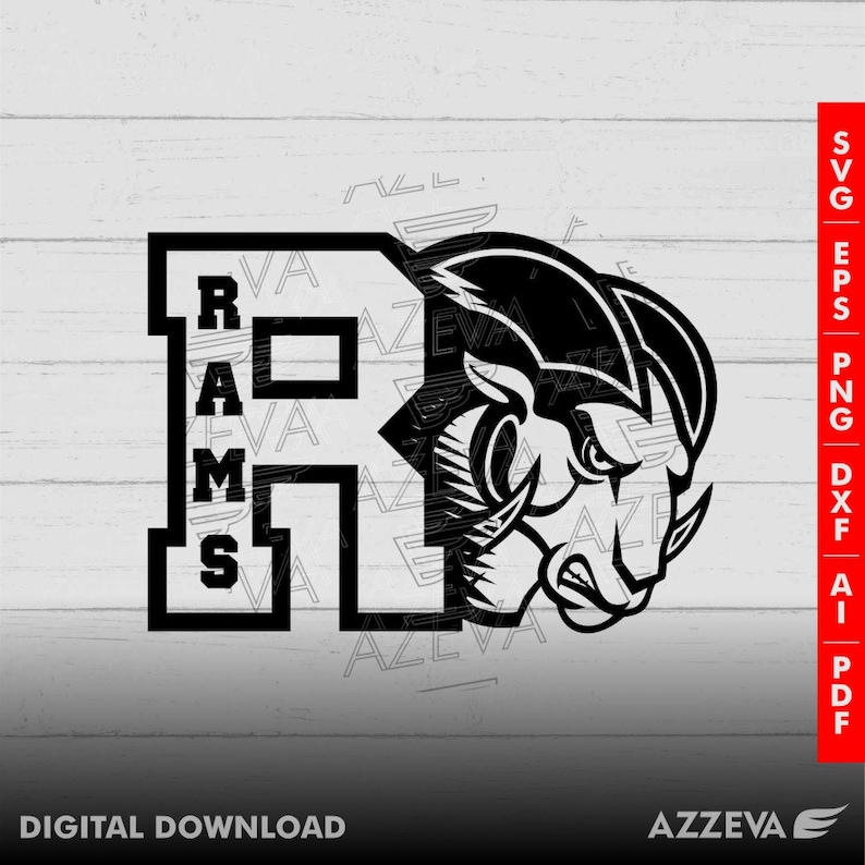 Ram-with-r-letter-design Png, Eps, Ai, Dxf, Png, Pdf, Jpg and Svg Files ...
