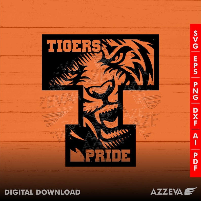 Tigers in T Letter Design Png Eps Ai Dxf Png Pdf Jpg and - Etsy