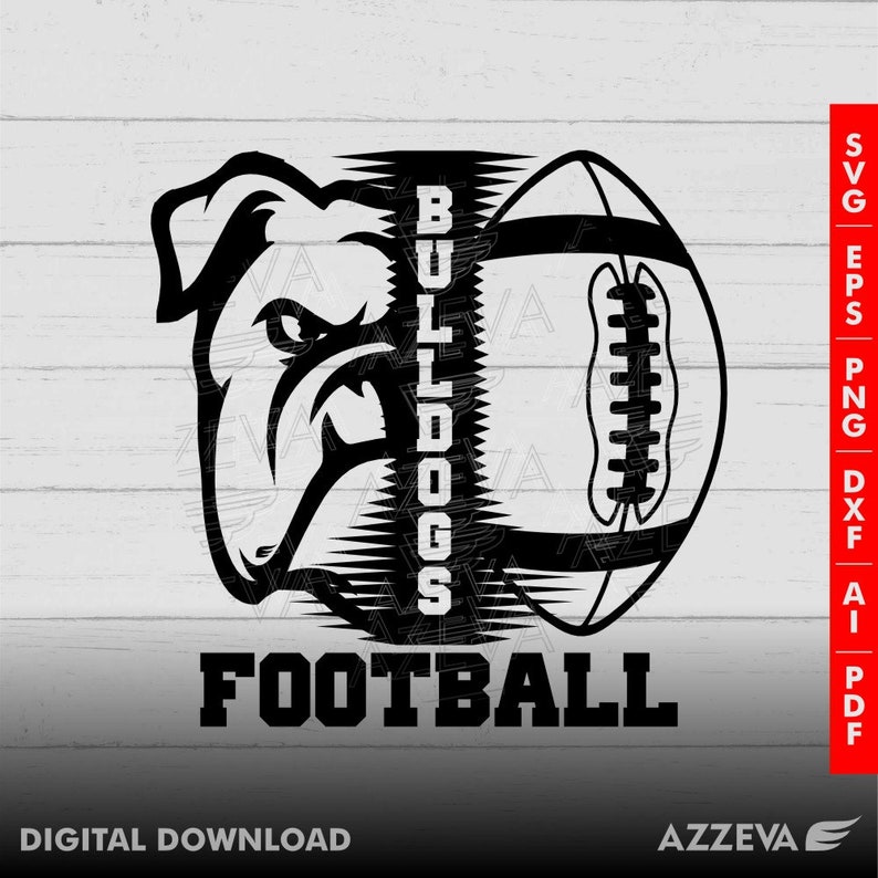 Bulldog-head-football-mascot Svg Png Eps Ai Dxf Png Pdf - Etsy