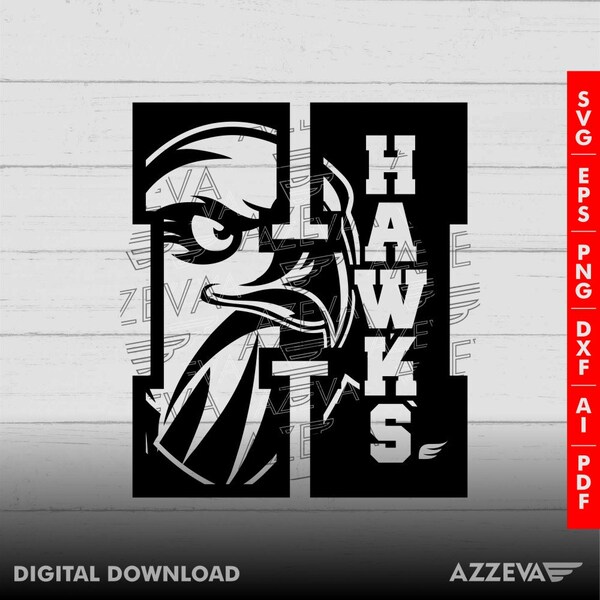 Hawks Letter and Football Svg - Etsy
