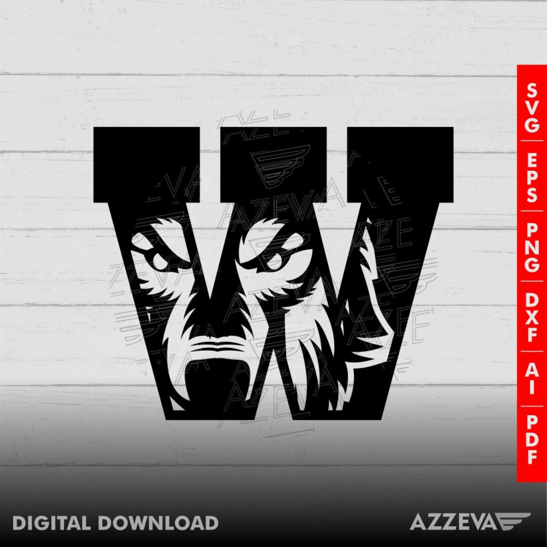 Wolf - Wolves - Wolfpack in W Letter Design Png, Eps, Ai, Dxf, Png, Pdf ...