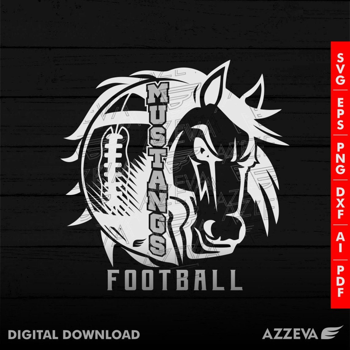 Mustangs Football Design Png Eps Ai Dxf Png Pdf Jpg and - Etsy