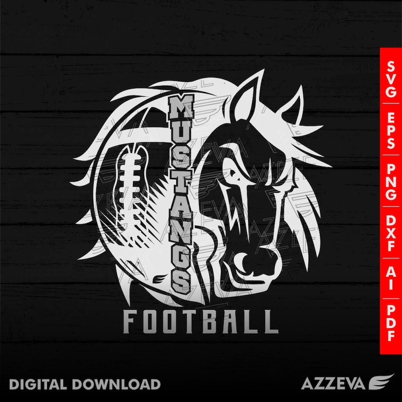 Mustangs Football Design Png Eps Ai Dxf Png Pdf Jpg and - Etsy