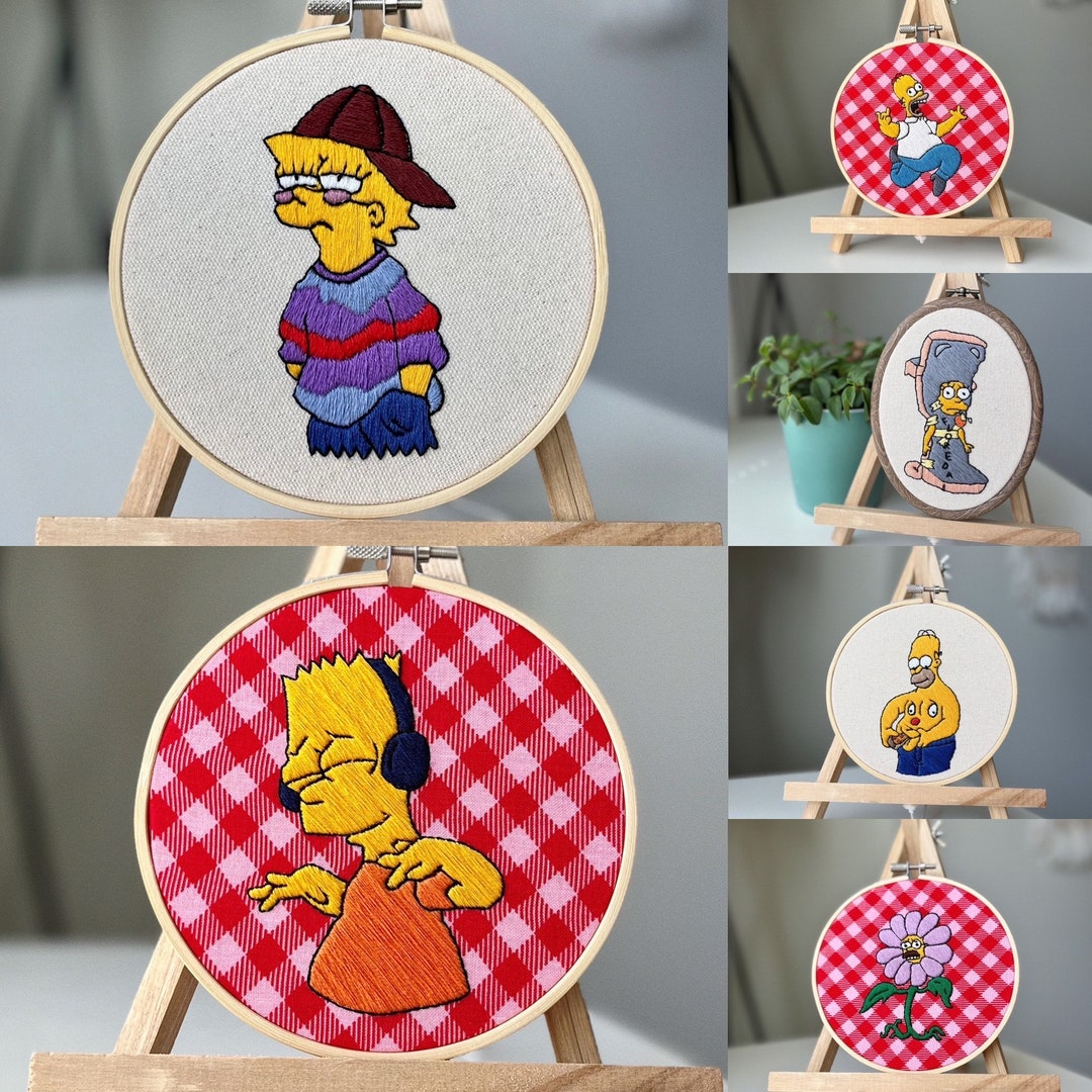 The Simpsons Inspired Custom Embroidery Art Finished Hoop made to Order ...