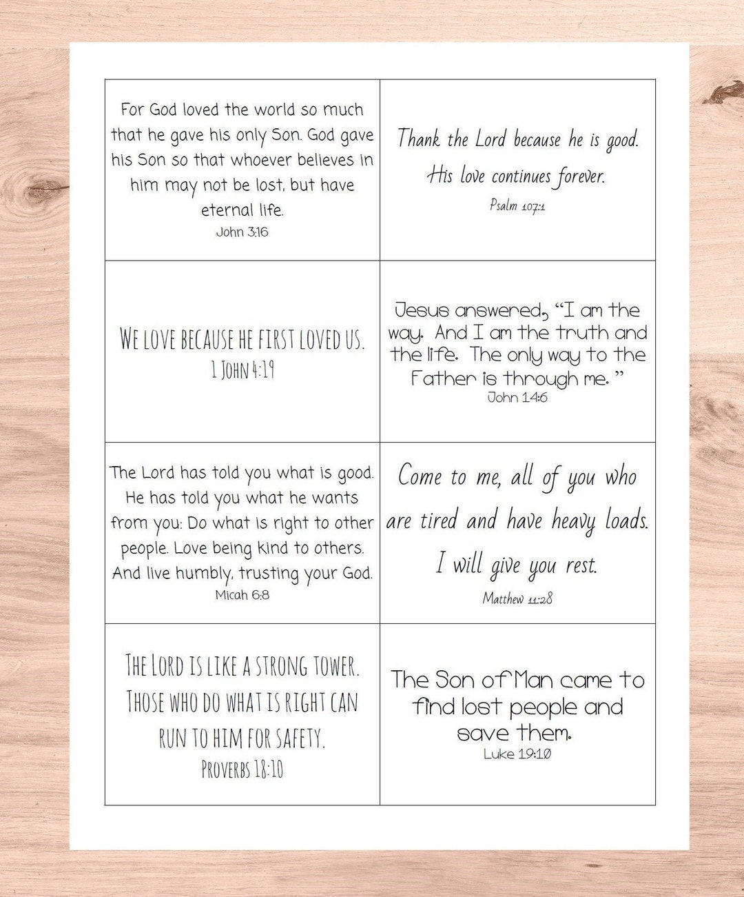 Lunch Box Scripture 24 Cards// Printable Bible Verses / Black and White ...