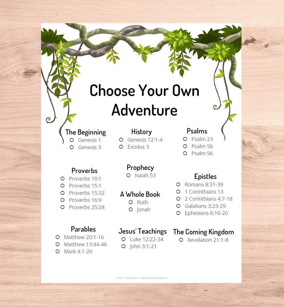 Kids Bible Reading Plan: Choose Your Own Adventure (printable Checklist ...
