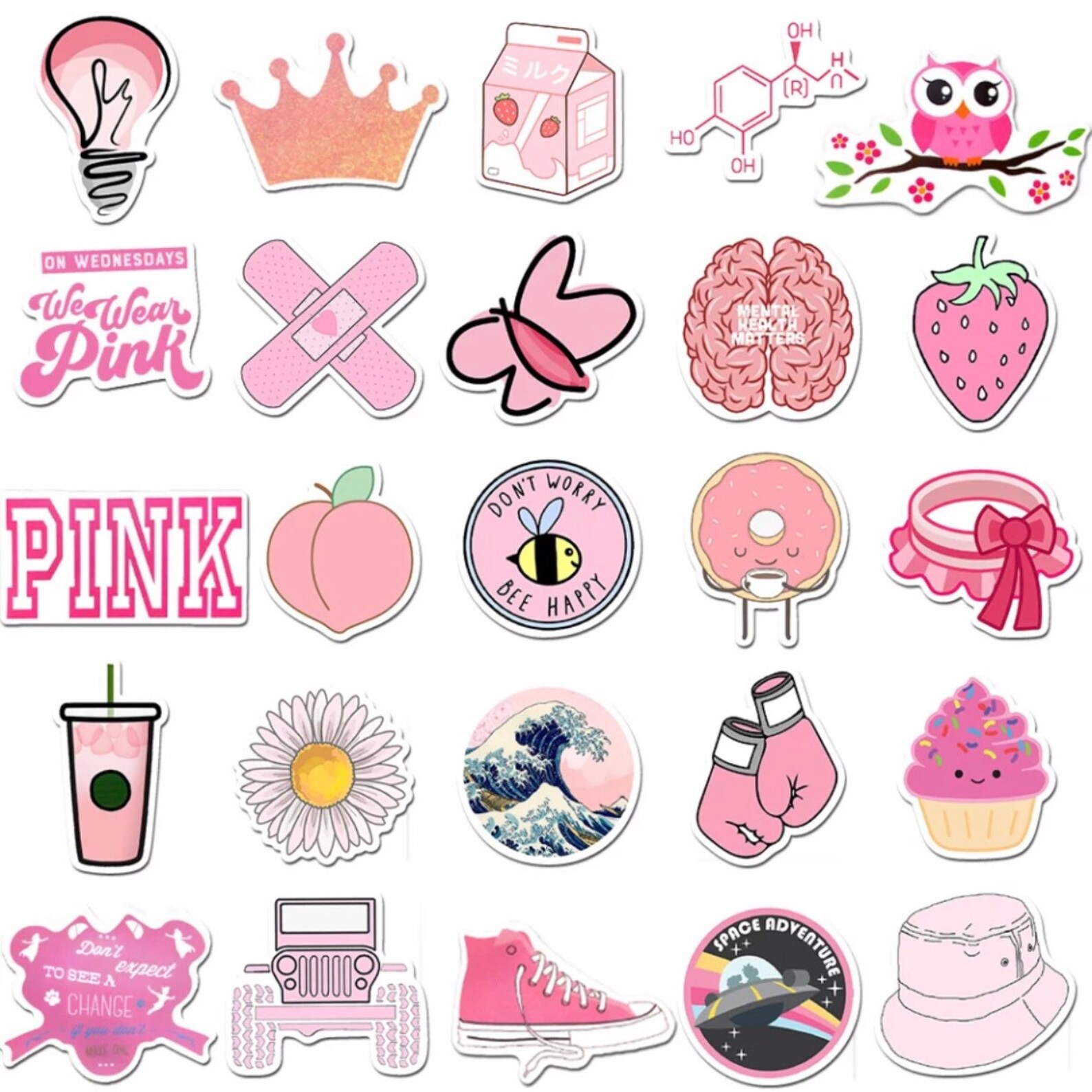 50 pack Pastell Pink Stickers Ästhetische Wasserfeste | Etsy