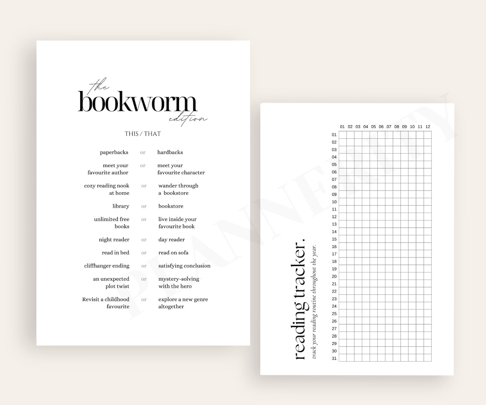 Bookworm Planner Dashboard Inserts: A5, Pocket Sizes (digital Download ...