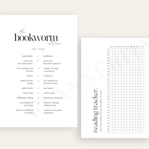 Bookworm Planner Dashboard Inserts: A5, Pocket Sizes (digital Download ...