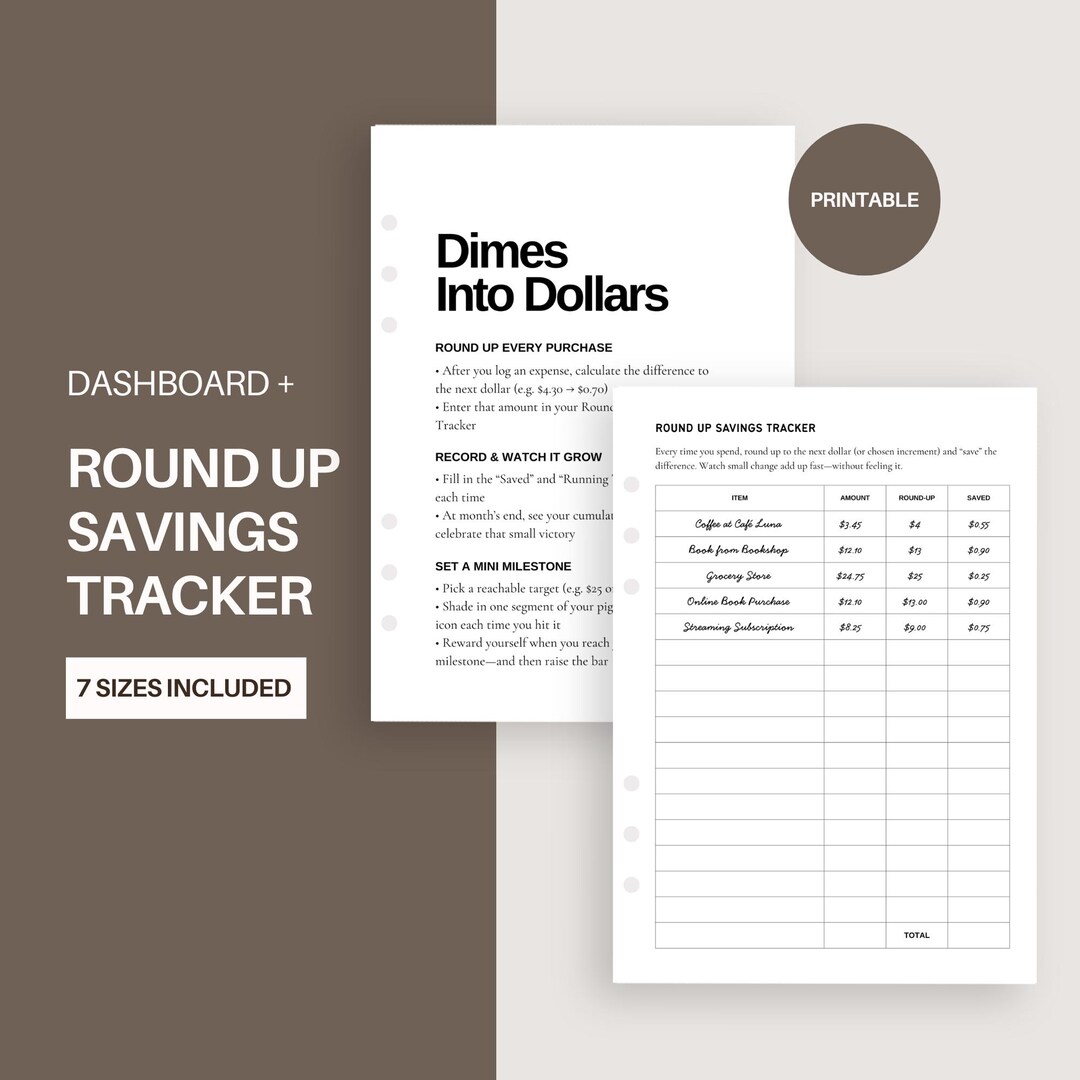 Round-up Savings Tracker: Printable Habit Log (A5, Half Letter ...