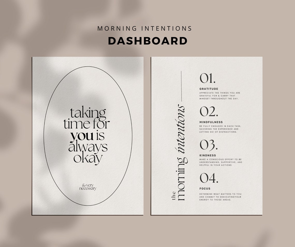 Printable Morning Intentions Dashboard: Minimalist Planner (digital ...
