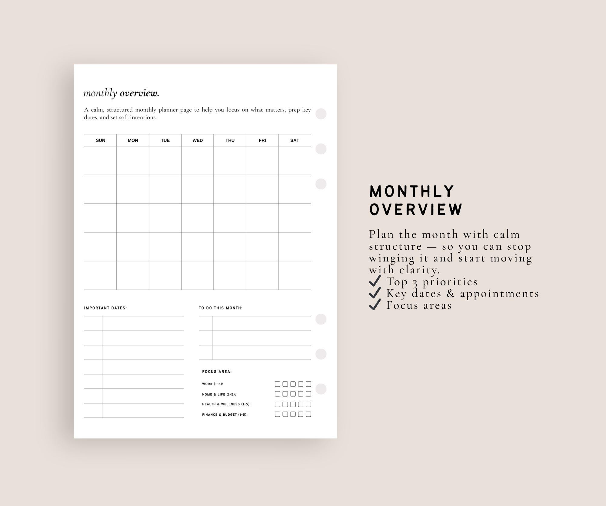 Monthly Check-in Sheet: Mental Health Planner Inserts (printable PDF ...