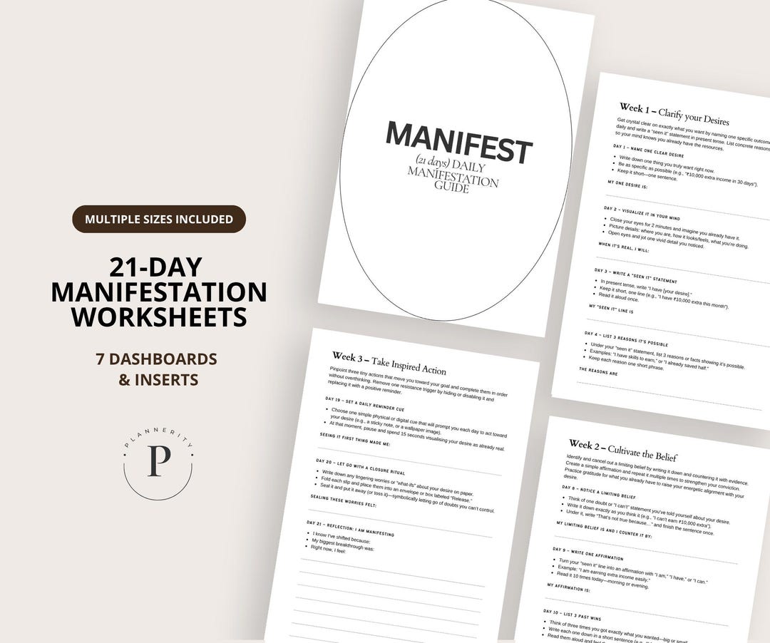 21-day Manifestation Challenge Printable • Daily Manifestation Workbook ...