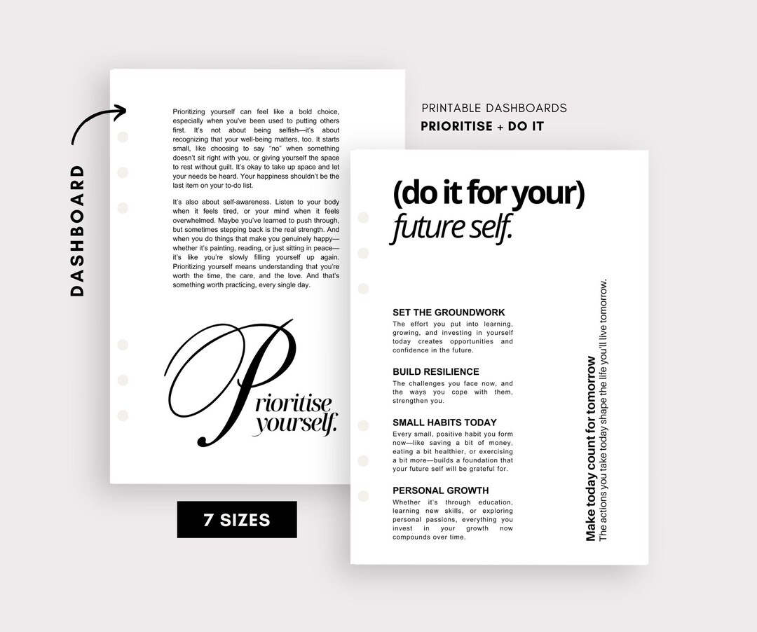 Minimalist Planner Dashboard Set: Printable Dividers (A5, A6, Personal ...