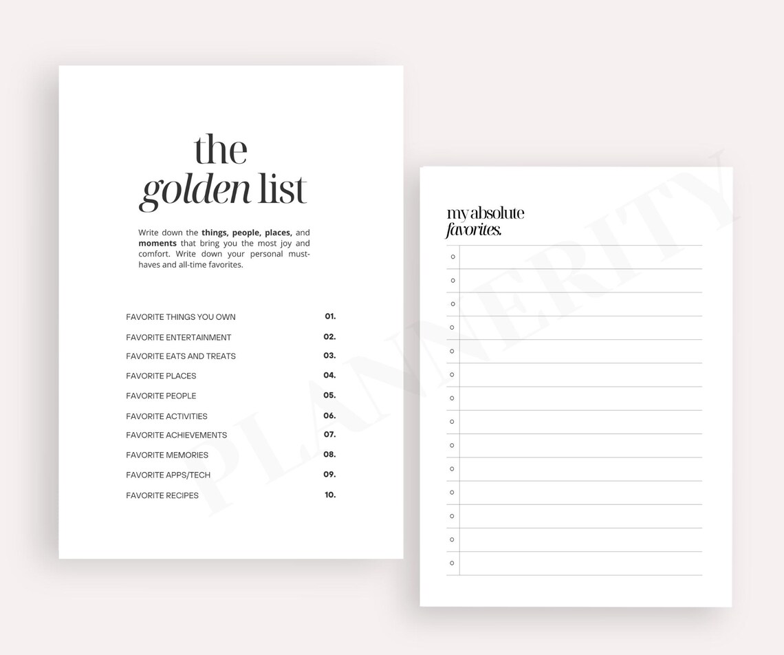 Minimalist Planner Inserts: List Bundle (digital Download) - Etsy