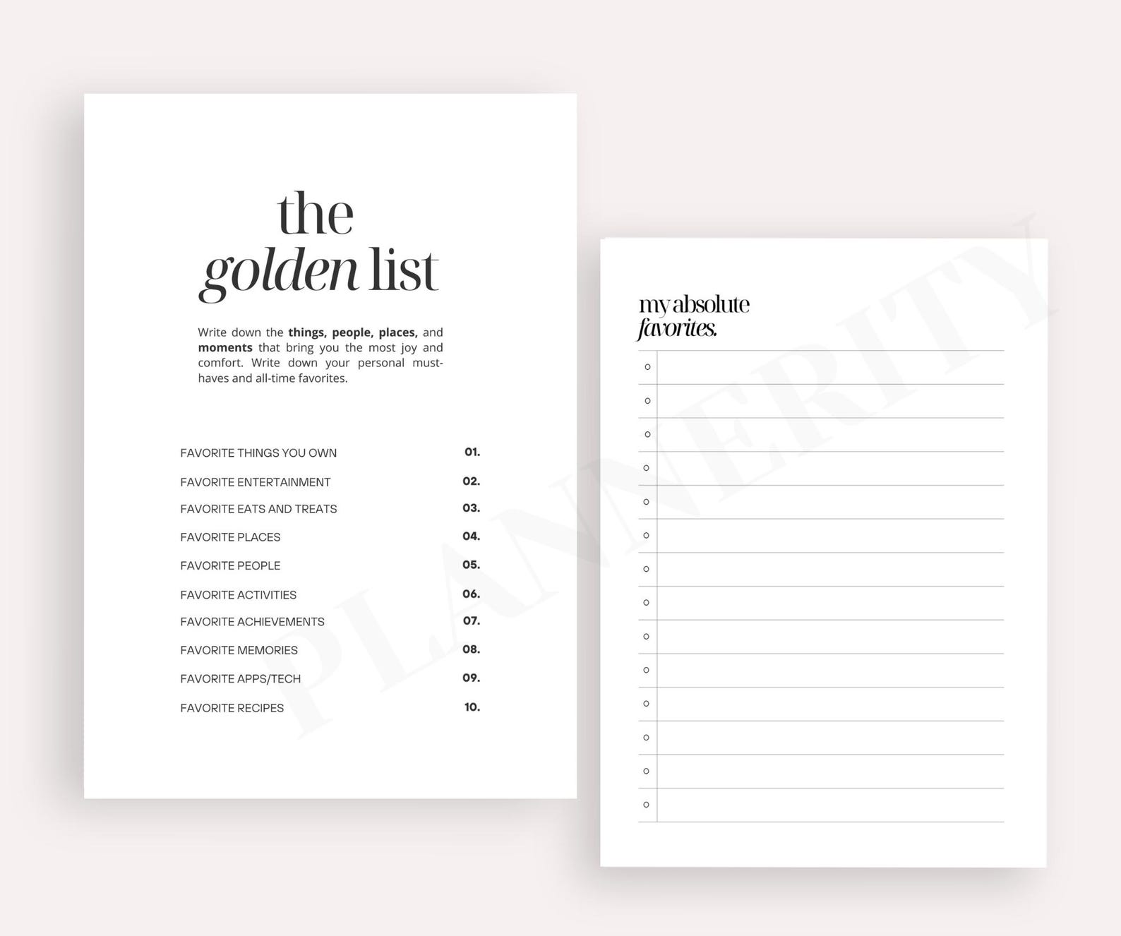 Minimalist Planner Inserts: List Bundle (digital Download) - Etsy