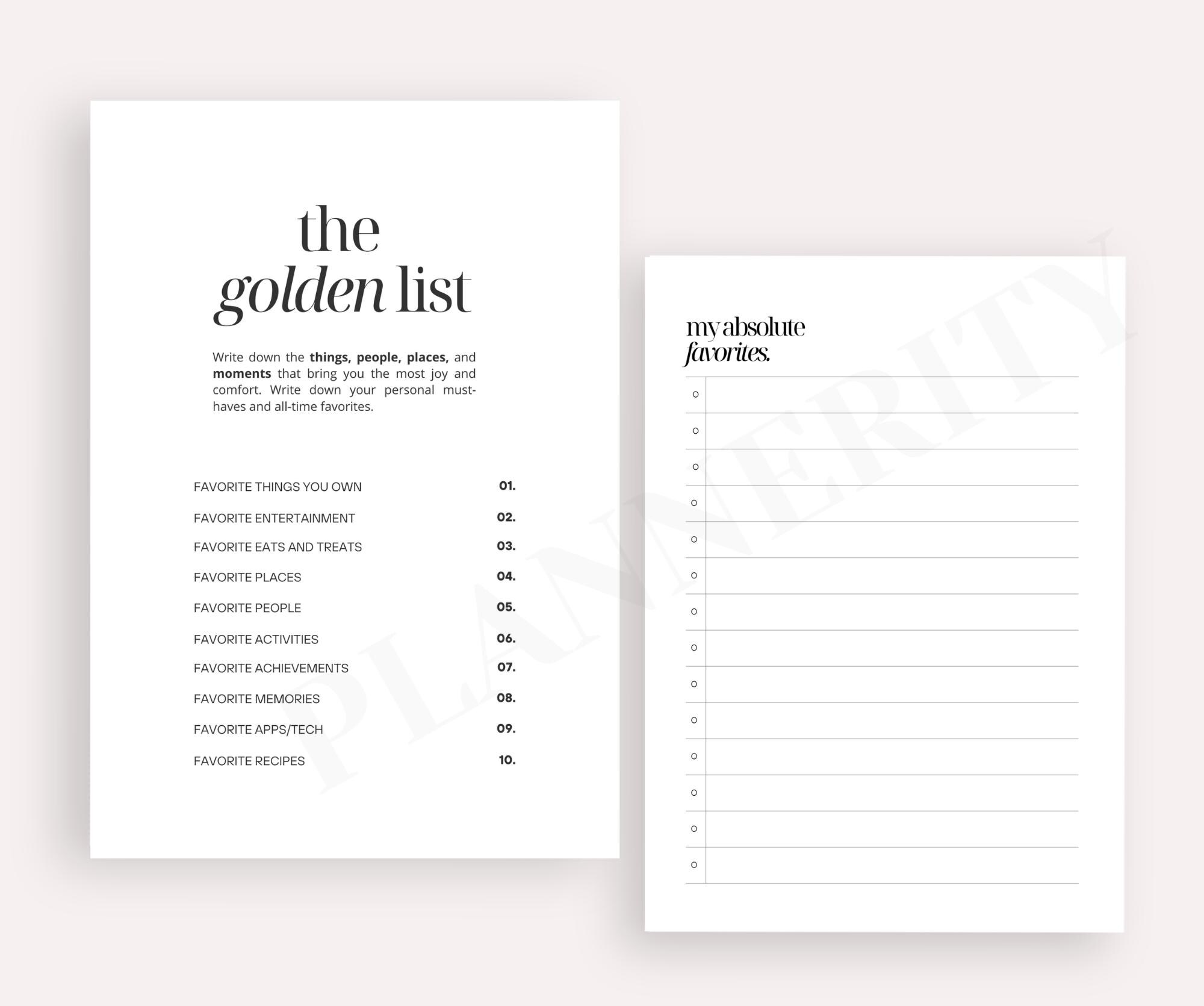 Minimalist Planner Inserts: List Bundle (digital Download) - Etsy