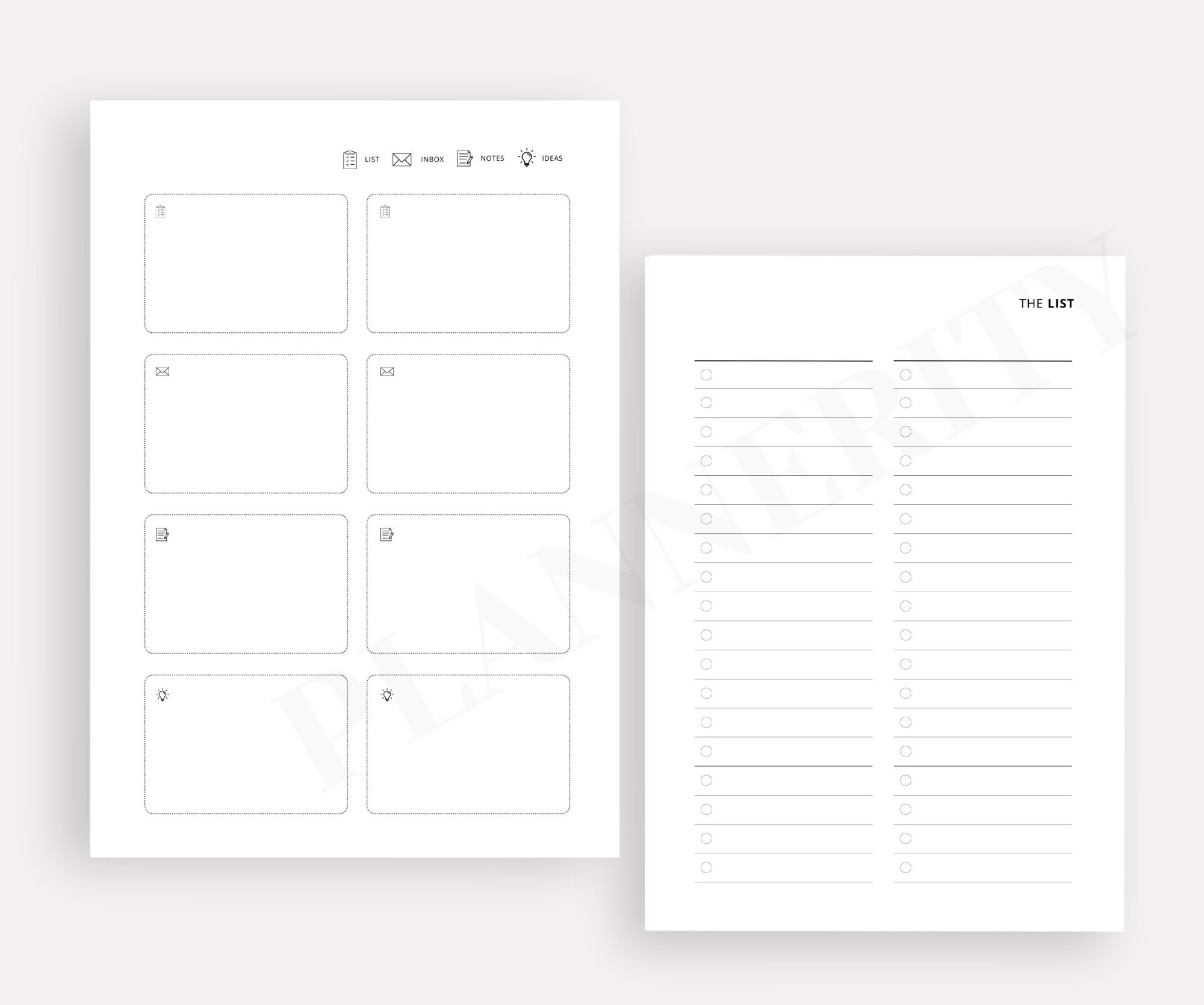 Minimalist Planner Dashboard: Inbox/list Bundle (digital Download) - Etsy