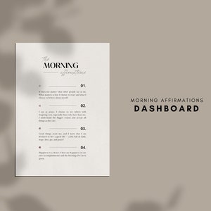 Printable Morning Affirmations Dashboard: Minimalist Planner (A4, A5 ...