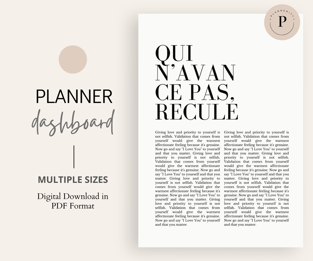 A5 Planner Dashboard, Printable Planner Dashboard, Minimalist Planner ...