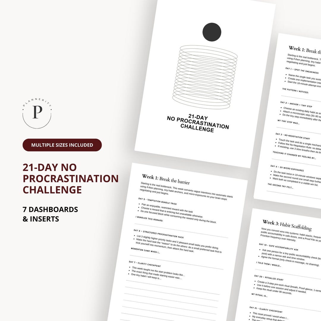 21 Day Procrastination Reset | Stop Procrastinating Planner | Focus ...