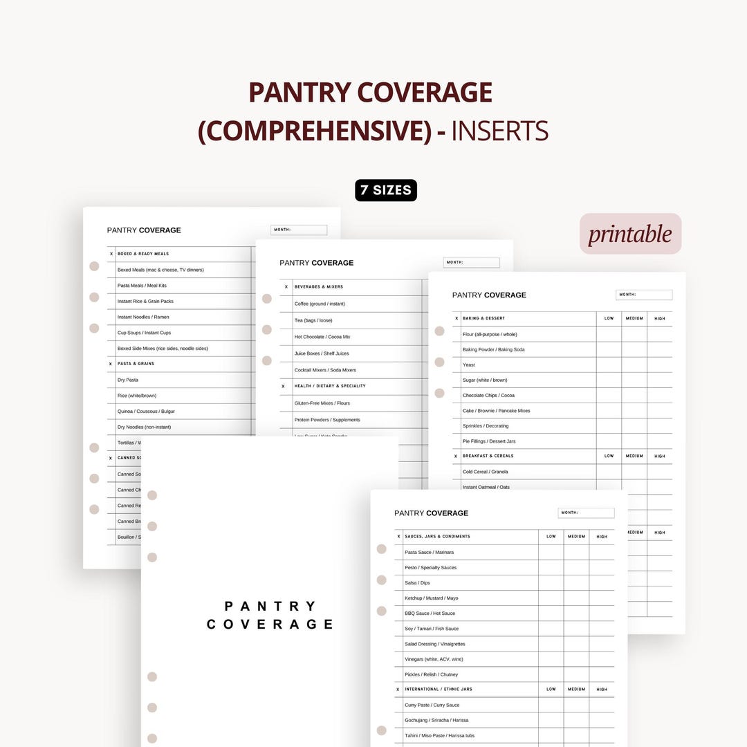 Pantry Inventory Checklist Printable – Kitchen Restock List (A5, FC ...