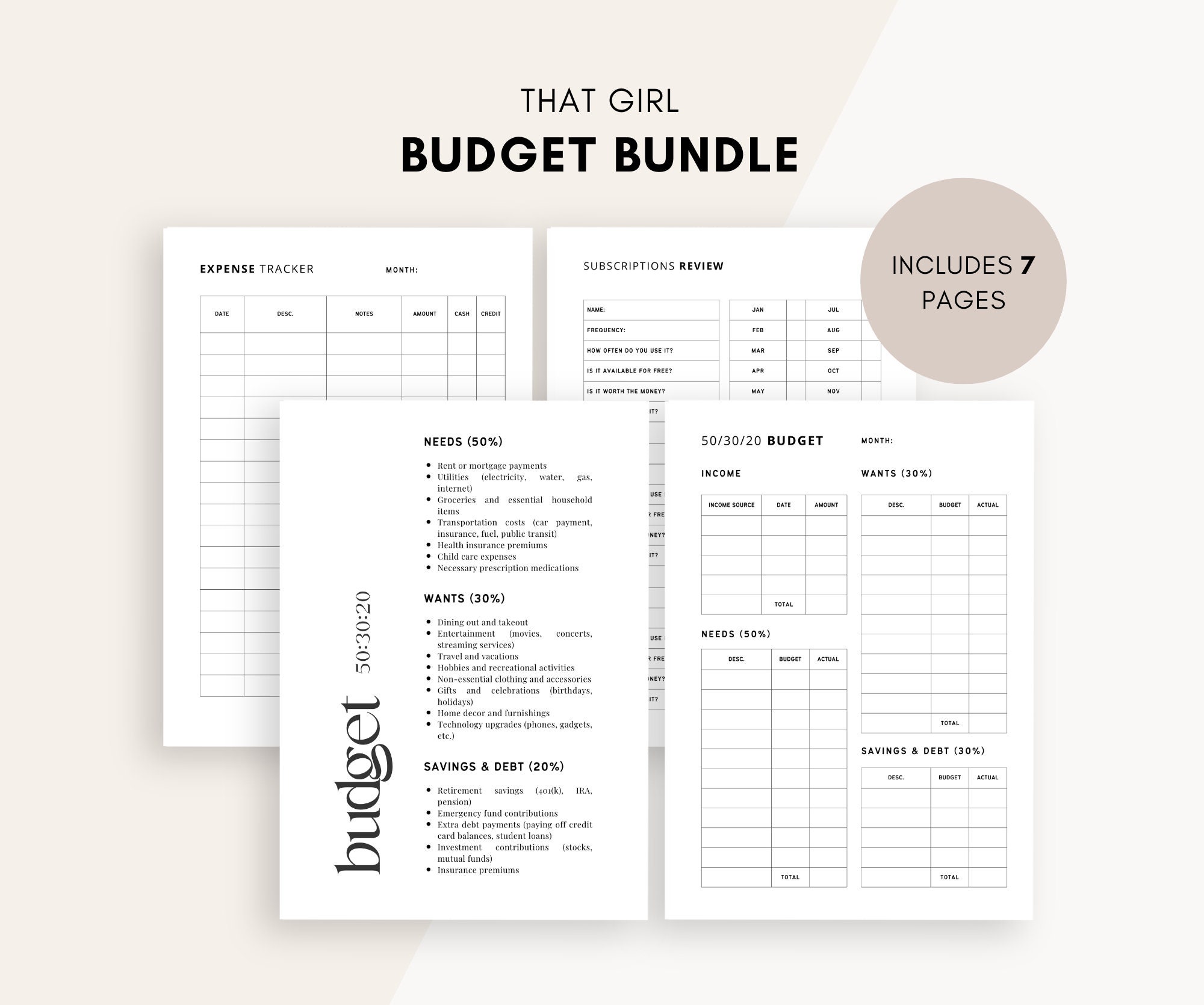 A5 Budget Planner Printable: Expense Tracker, Subscriptions (PDF ...