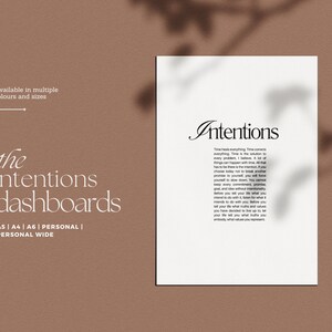 Minimalist Intentions Planner Dashboard: A4, A5, A6, Personal (digital ...