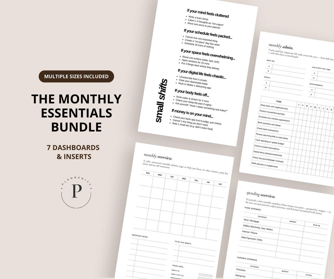 Monthly Check-in Sheet: Mental Health Planner Inserts (printable PDF ...