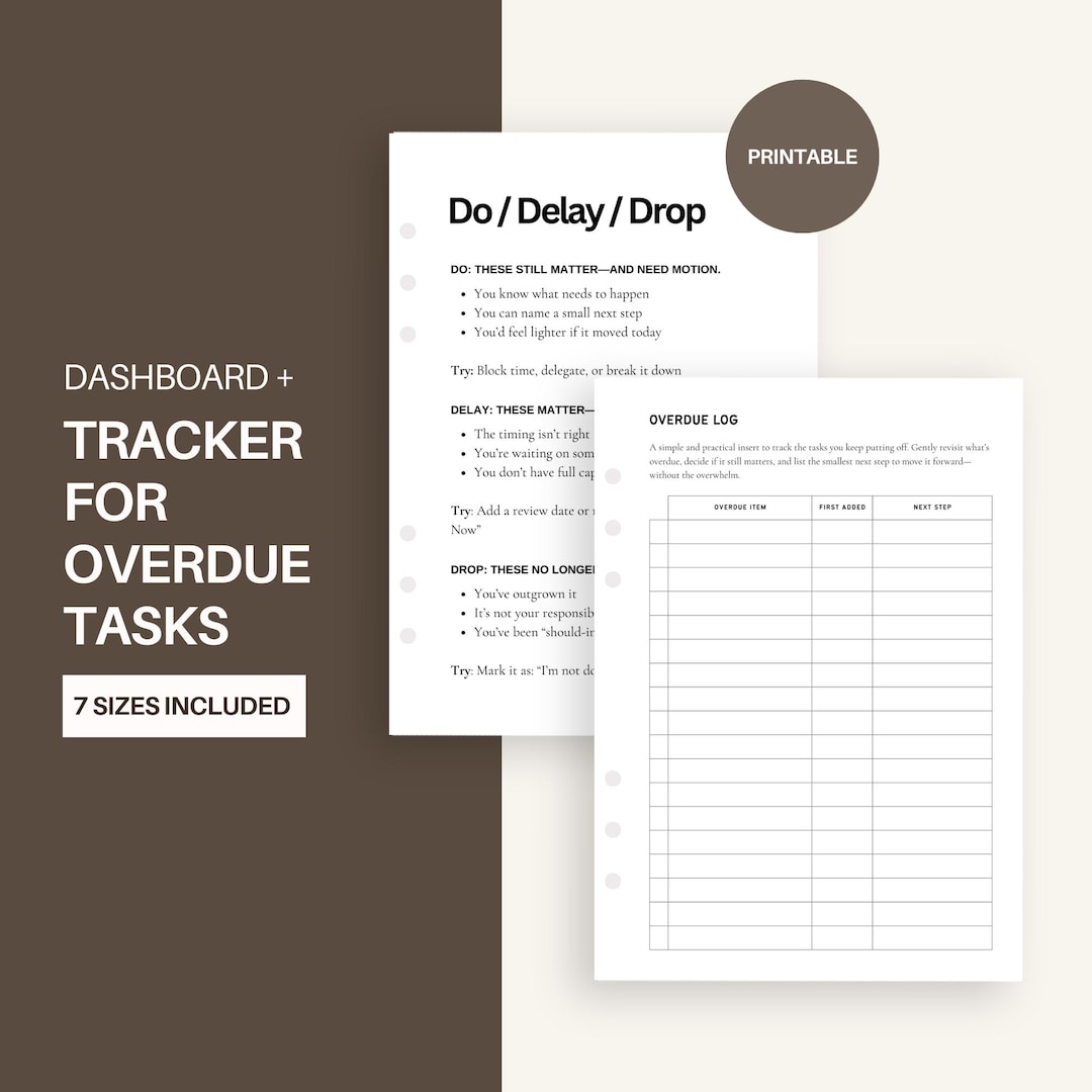 Overdue Task Tracker – Printable Procrastination Log & Action Planner ...