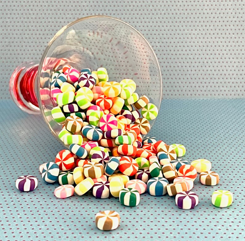 Miniature Christmas Peppermint Candy, Cabochons Polymer Clay, Decoden ...