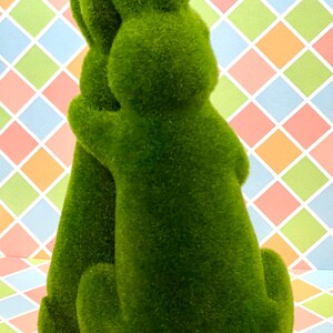 Moss Covered Bunny Couple, Easter Tabletop Décor, Green Flocked Rabbits ...
