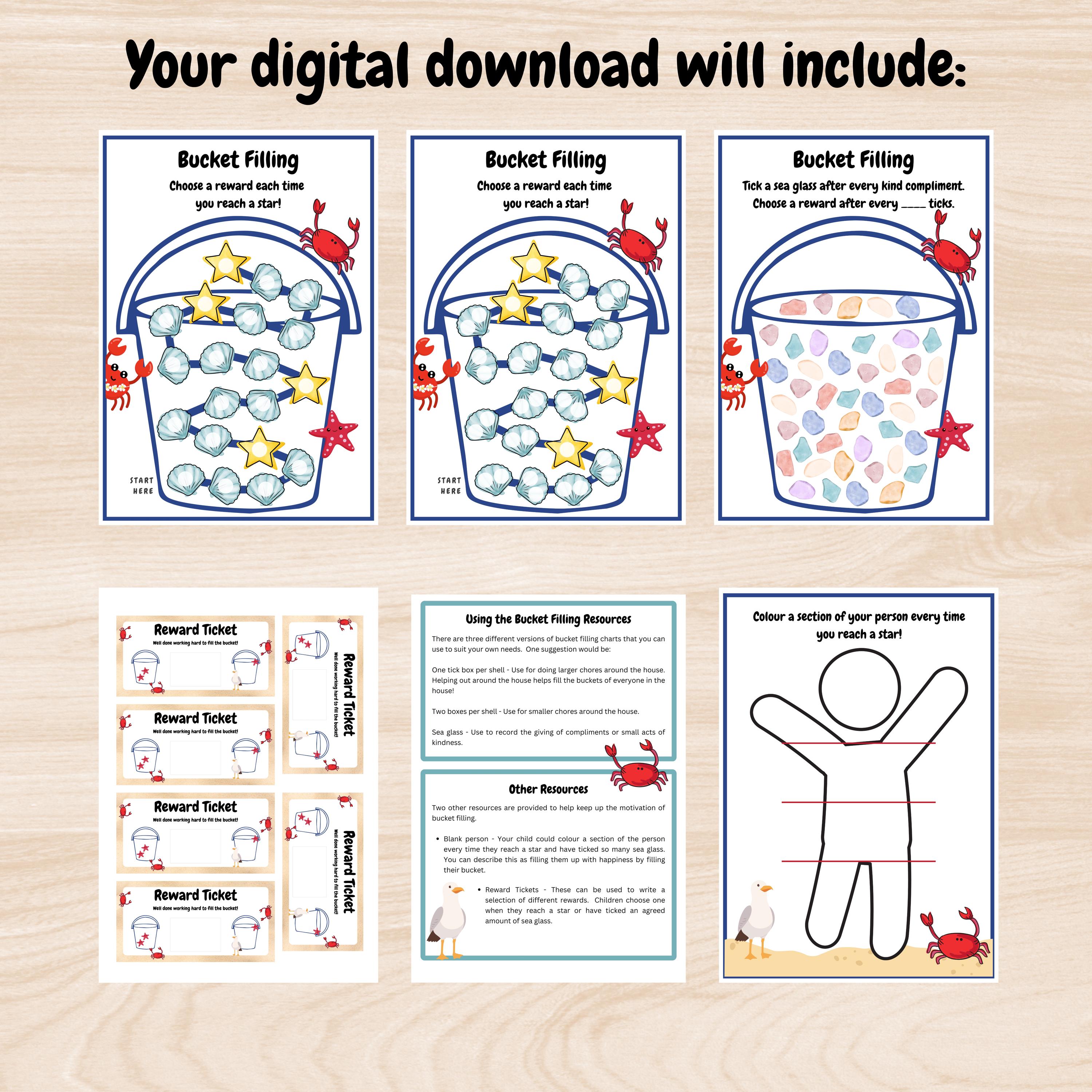 Bucket Filling Reward Chart Pack | Printable Kindness Behavior Tracker ...