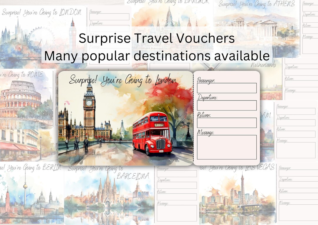 Surprise Holiday Destination Ticket: Travel Gift Voucher - Etsy