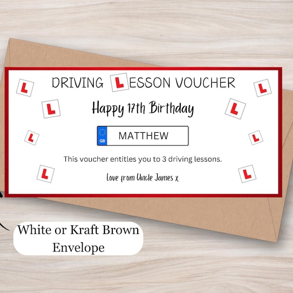 Printable Driving Lesson Voucher - Etsy UK