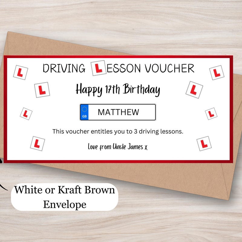 Printable Driving Lesson Voucher - Etsy UK