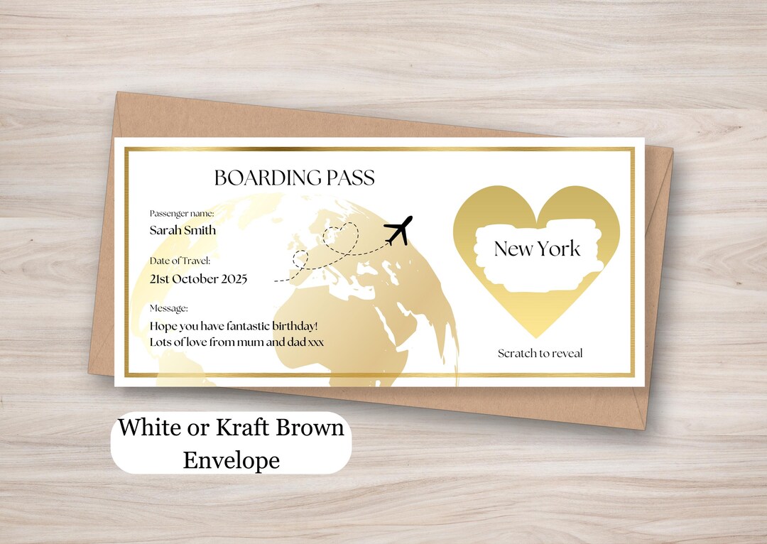 Personalized Scratch Reveal Boarding Pass: Surprise Holiday Ticket - Etsy