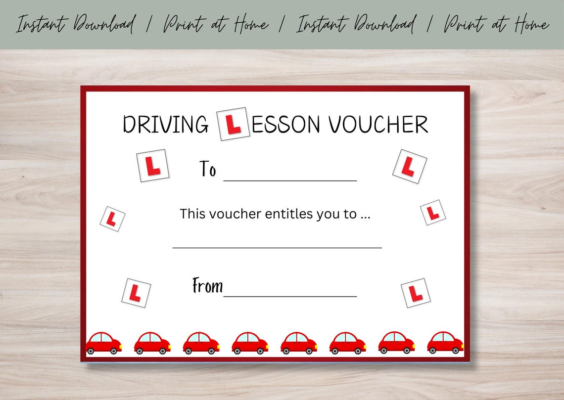 Personalized Driving Lesson Birthday Voucher (digital Download) - Etsy UK