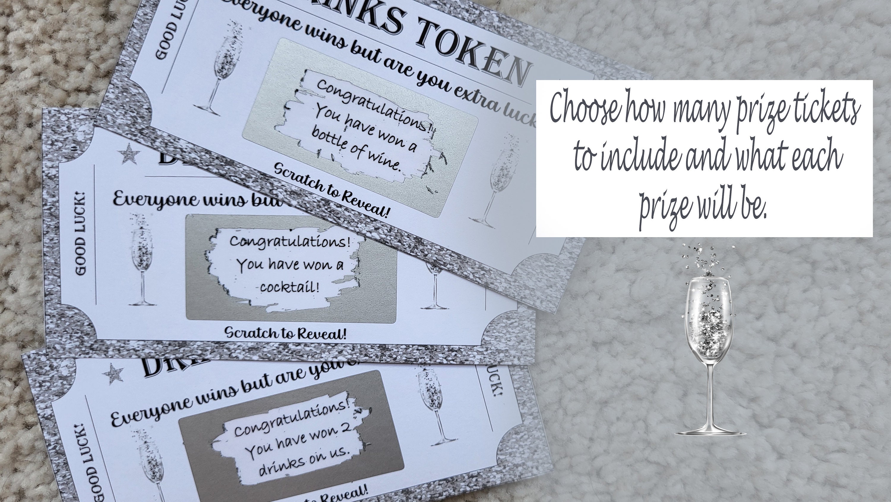 Drinks Tokens for Weddings Events and Parties, Scratch to Reveal ...
