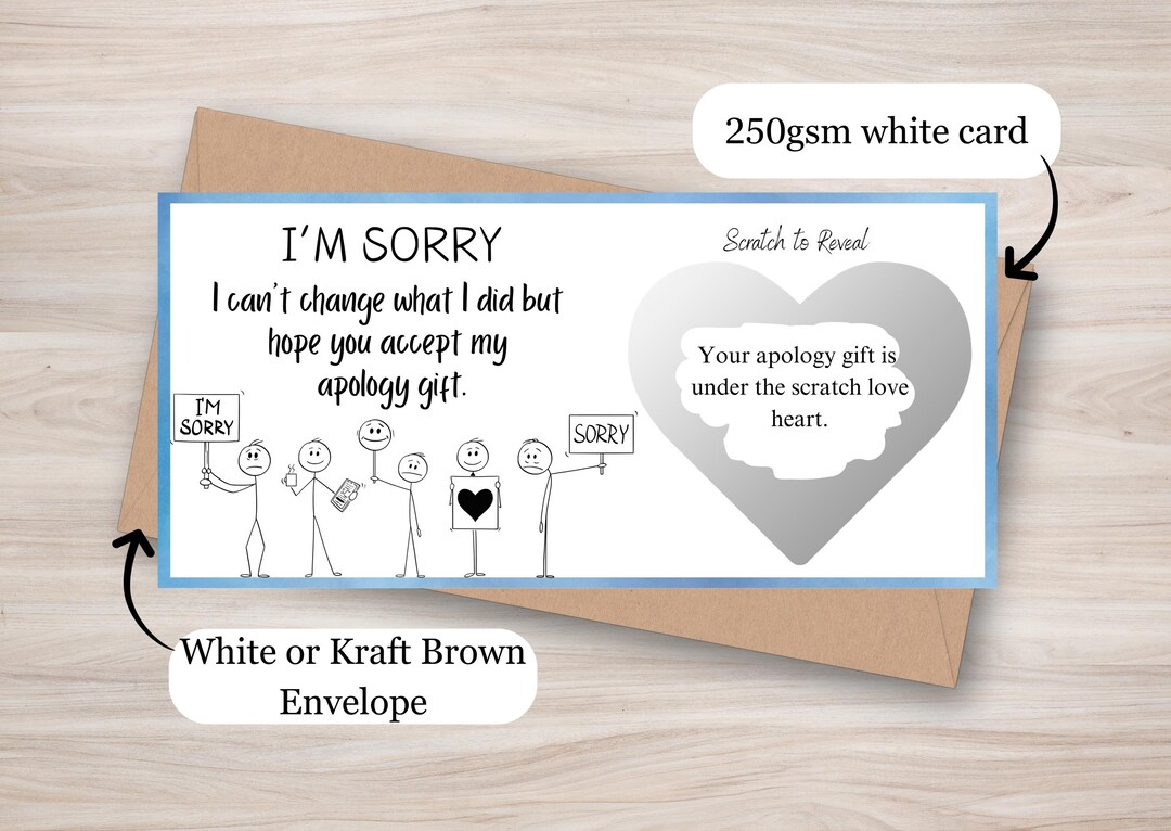 APOLOGY GIFT, I'm Sorry Scratch to Reveal, Surprise Reveal Card ...