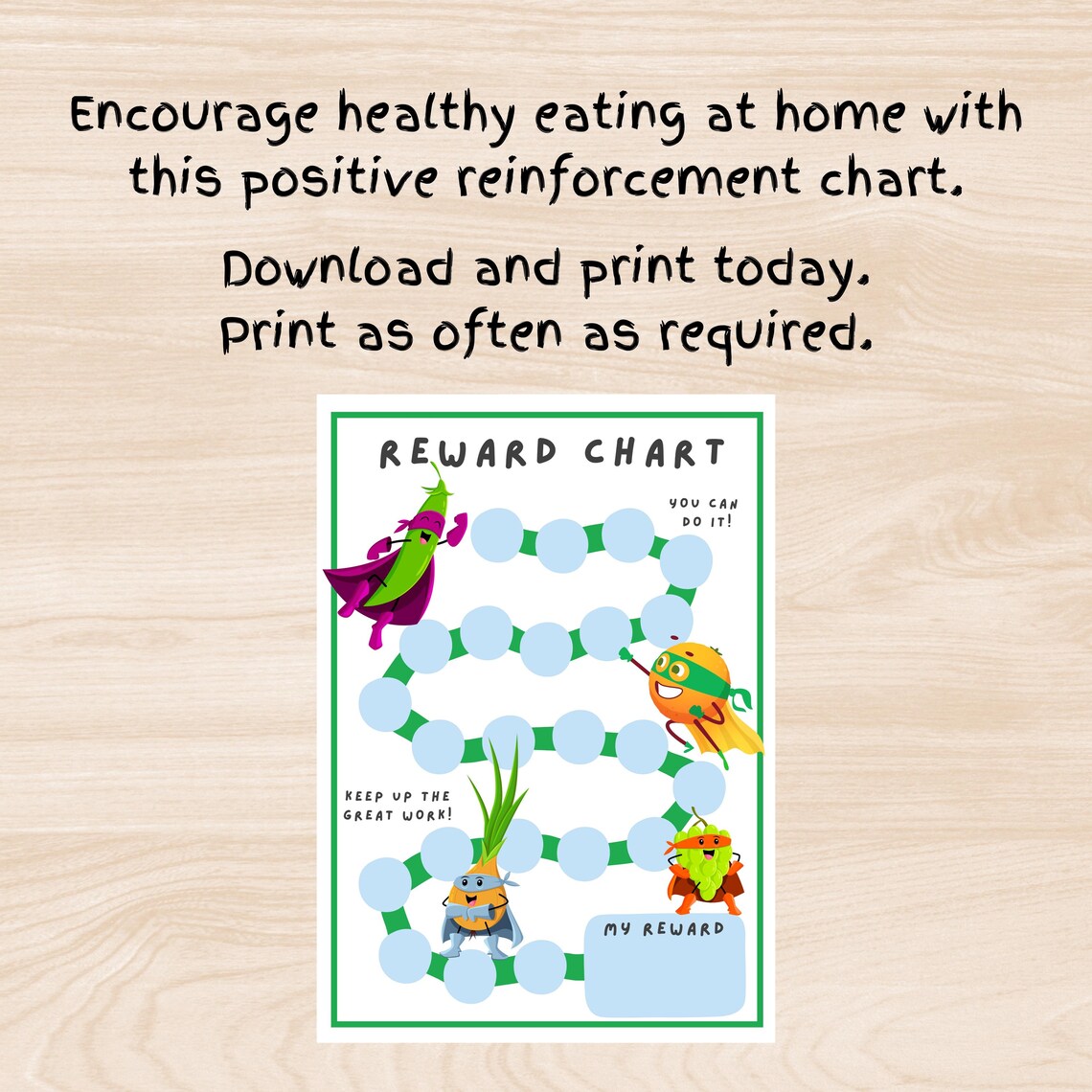 Healthy Eating Reward Chart for Kids | Printable Tracker & Positive ...